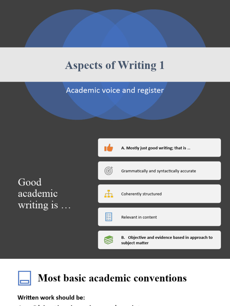 Academic writing 1 Voice and Register (final) | PDF