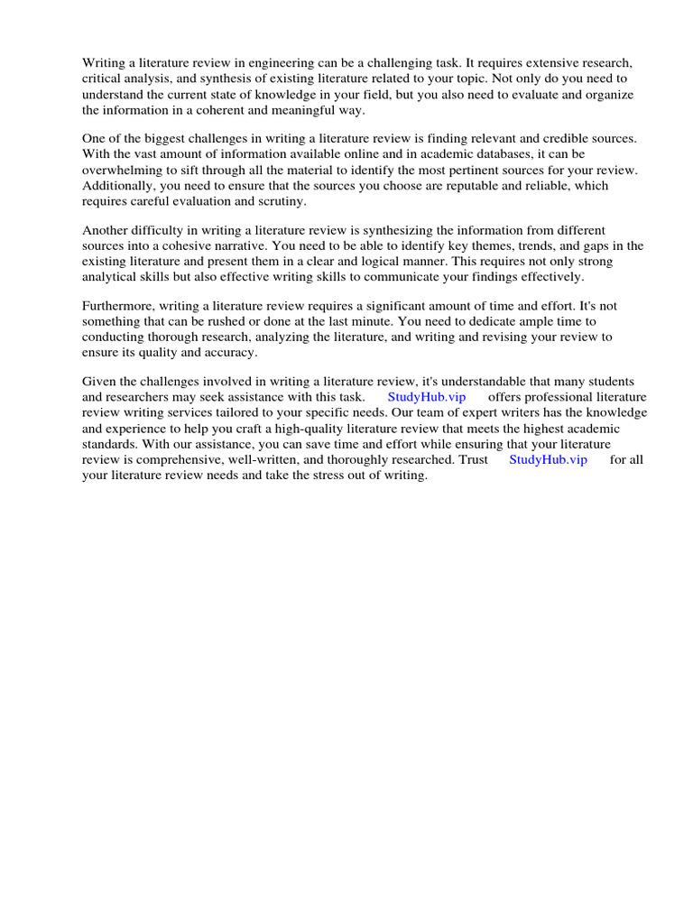How To Write A Good Literature Review Engineering | Download Free PDF ...