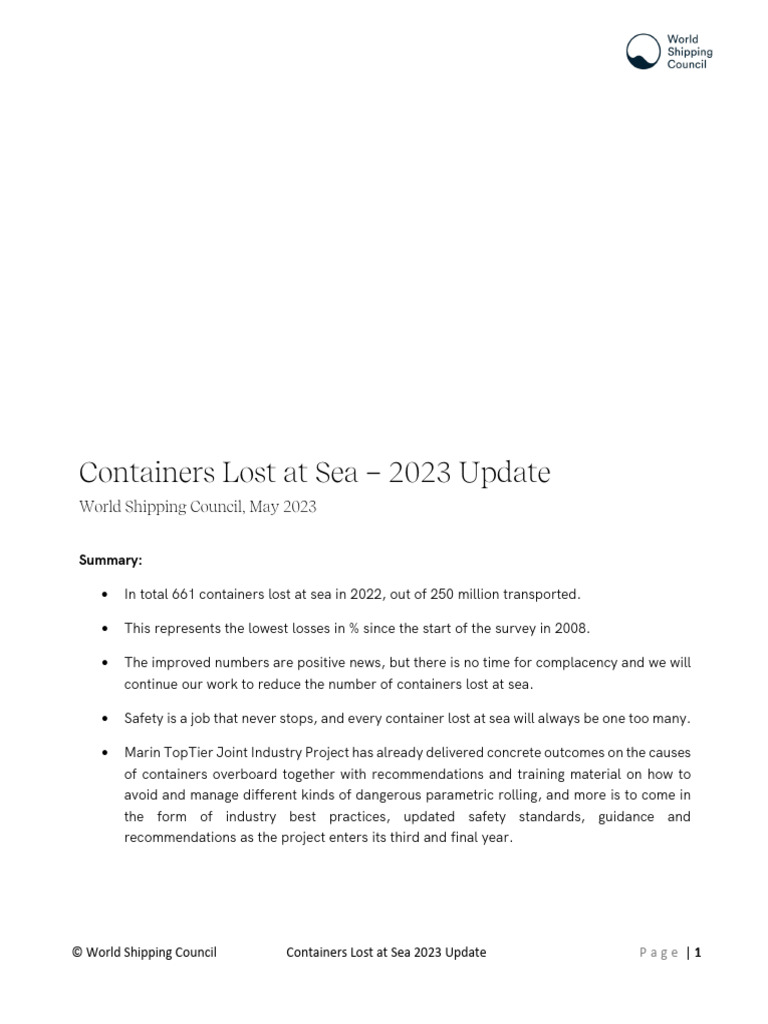 Containers Lost at Sea 2023 FINAL | PDF | Cargo | Shipping