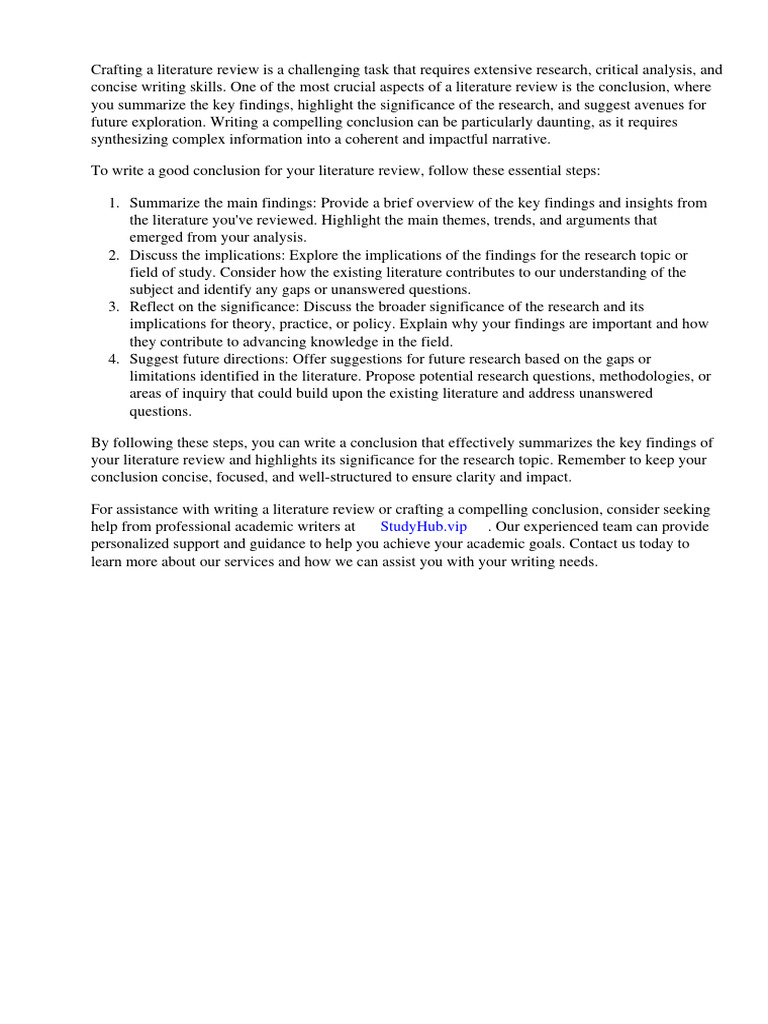 How To Write A Good Conclusion For Literature Review | PDF | Essays | Methodology