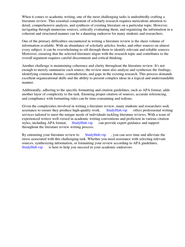 Apa Format For Literature Review Examples | PDF | Apa Style | Citation