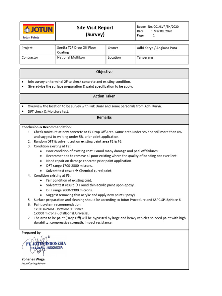 Soetta T2F Floor Coating Survey Report | PDF | Technology & Engineering