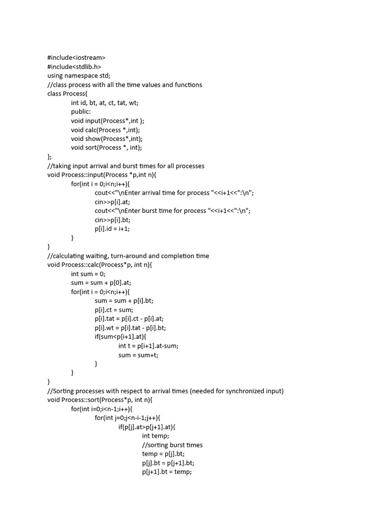Fcfs Code | Download Free PDF | Computer Programming | Software Engineering