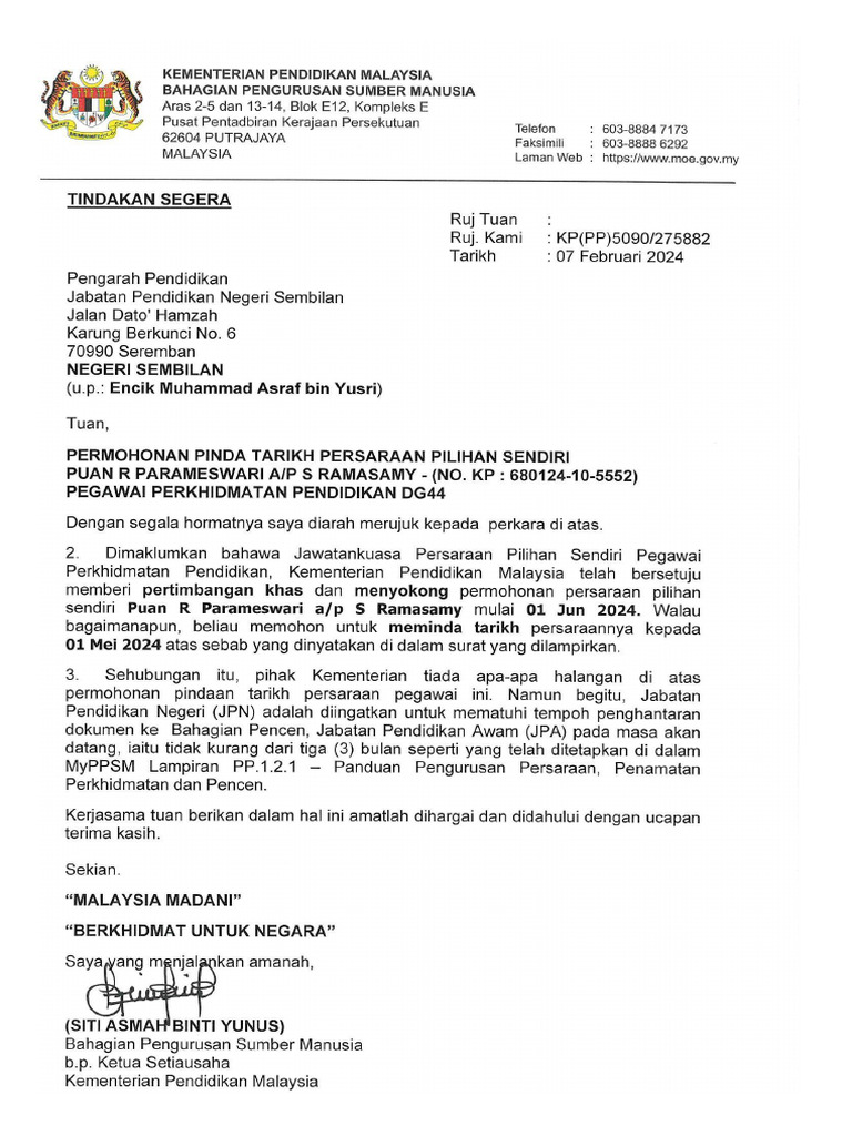 Surat Tawaran Pencen | PDF