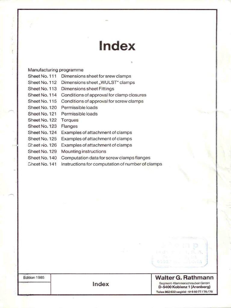 Clamps Rathmann - 1985 | PDF