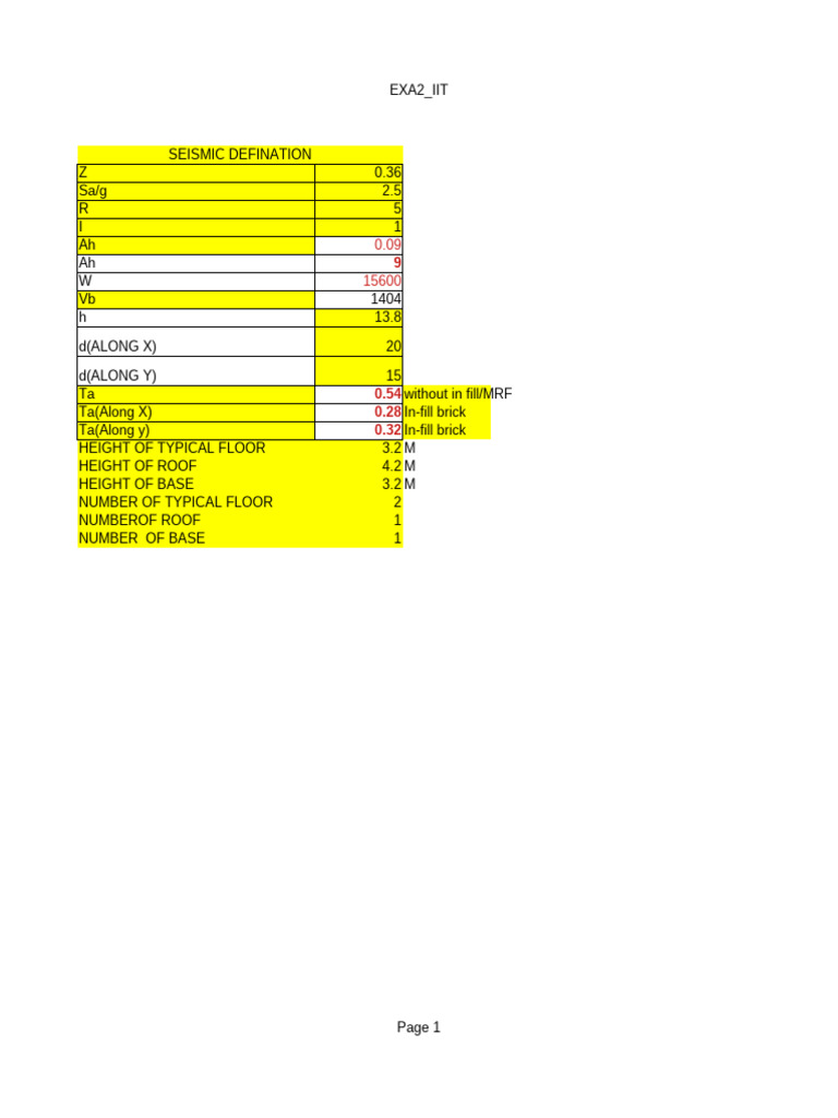 SEISMIC VB CALCULATION | PDF