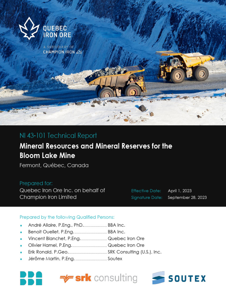 Bloom Lake Mine NI 43-101 Report 2023 | PDF | Mining | Ore