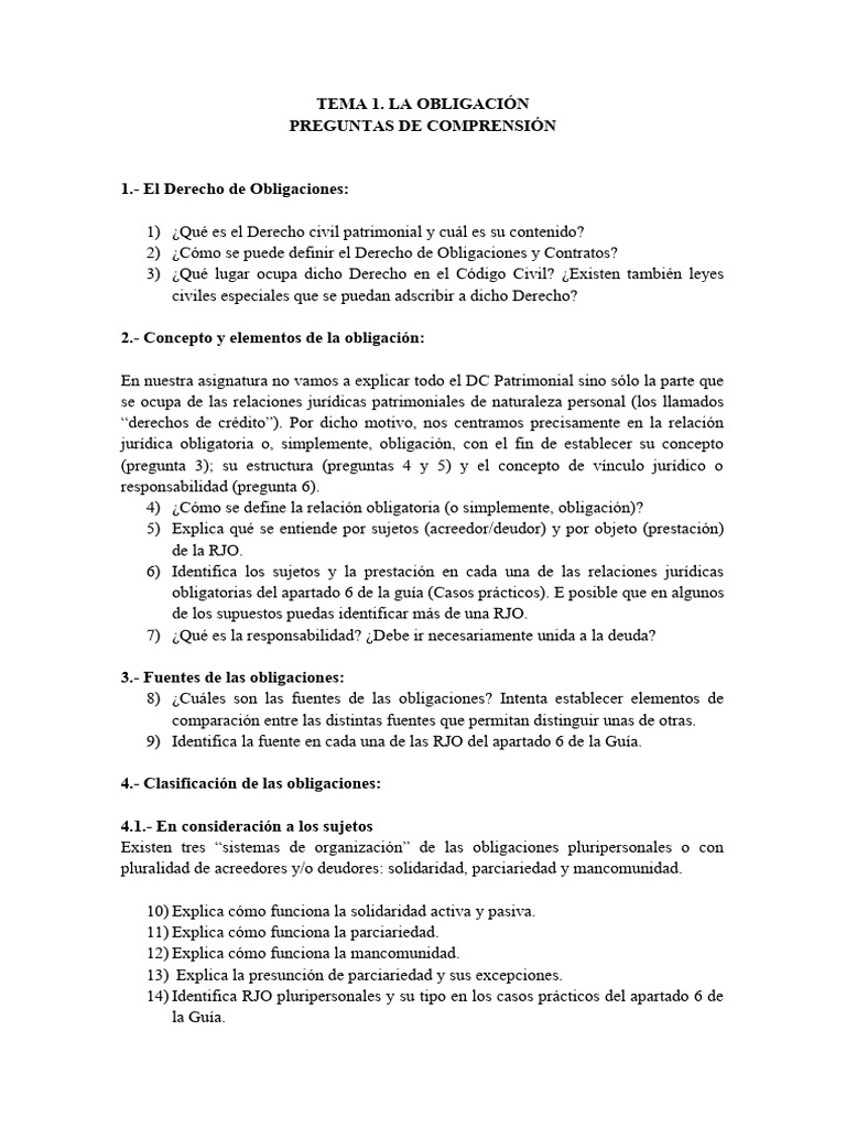 Preguntas Comprensión Tema 1 | PDF | Ciencias sociales | Derecho