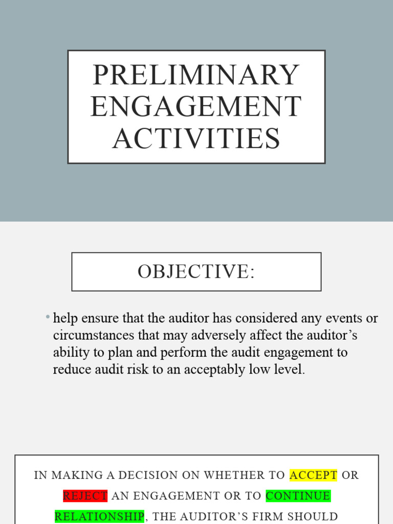 Preliminary Engagement Activities | PDF