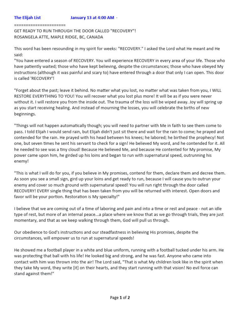 The Elijah List | PDF