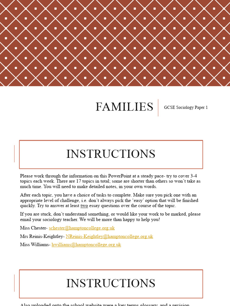 Gcse Sociology Families Handout | PDF | Family | Gender Studies