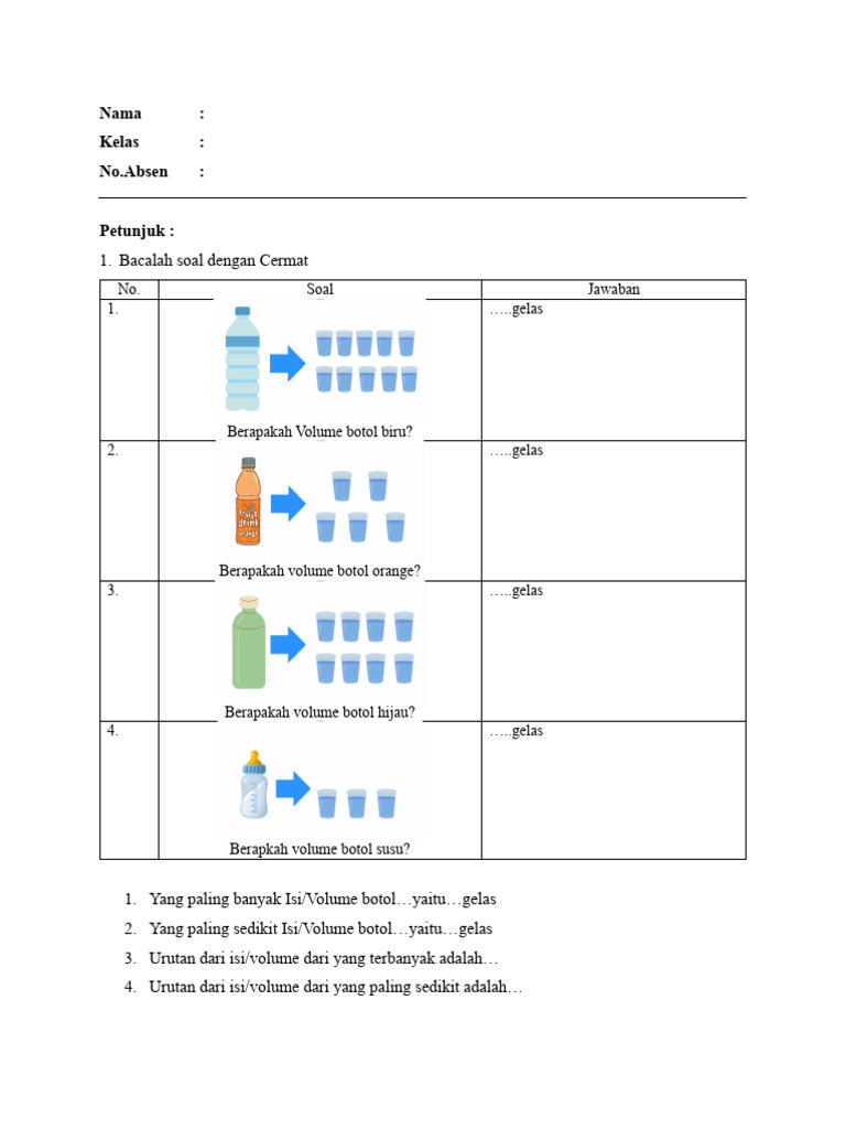 Soal Pengukuran Volume untuk SD | PDF