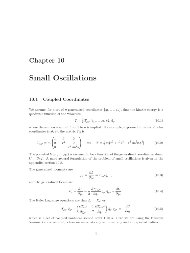 Small Oscillations | PDF | Normal Mode | Eigenvalues And Eigenvectors