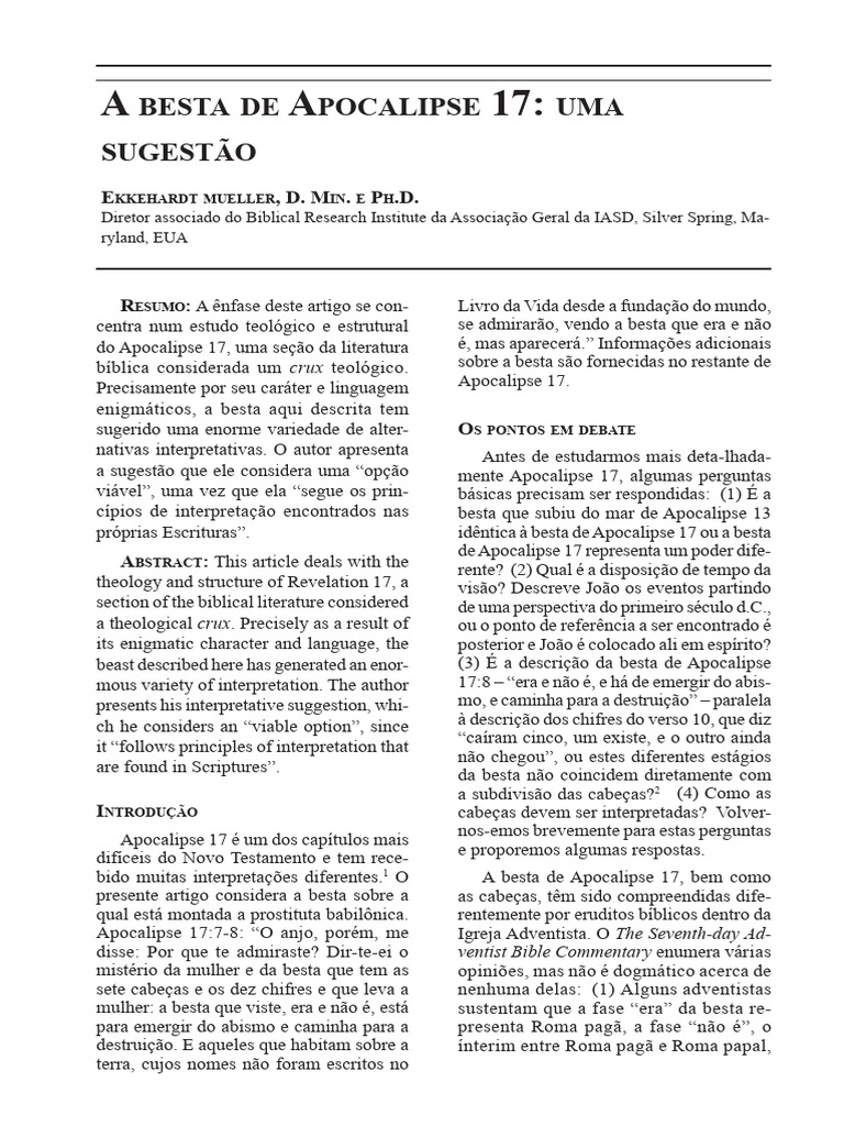 A Besta Do Apocalipse 17 | PDF | Livro do Apocalipse | A Besta (Apocalipse)