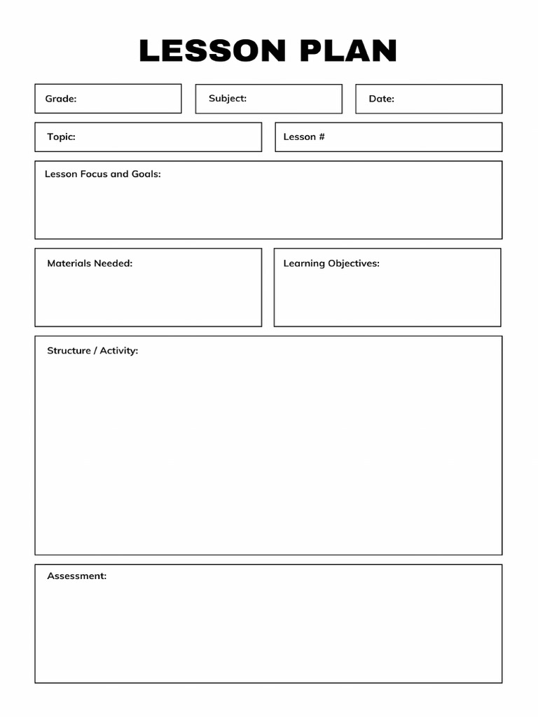 Blank Print-Friendly Simple Lesson Plan | PDF