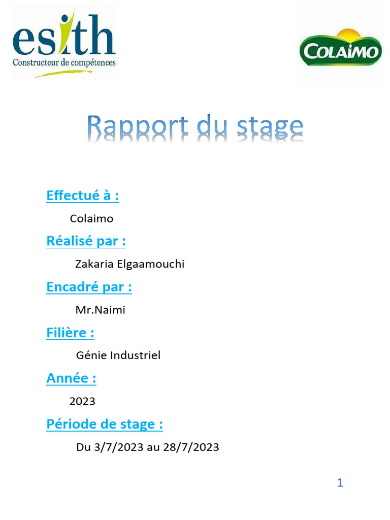 Rapport de stage à Colaimo Oujda | PDF | Maroc | Audit