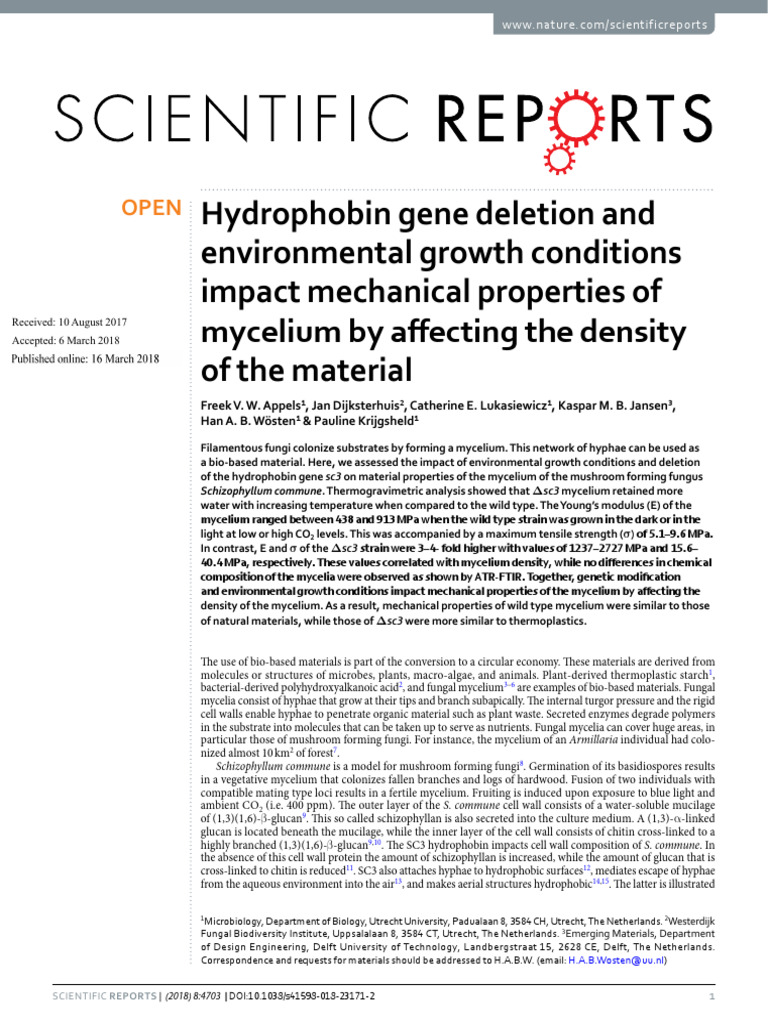Hydrophobin Gene Deletion and Environmental Growth Conditions Impact ...