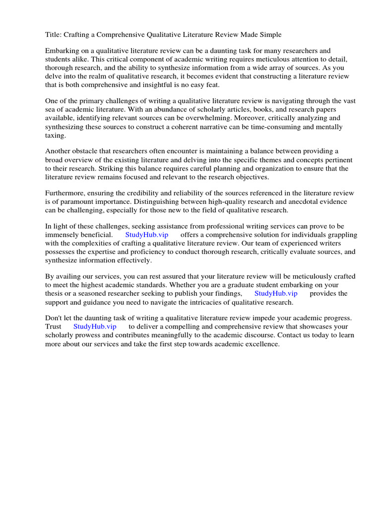Example of A Qualitative Literature Review | PDF