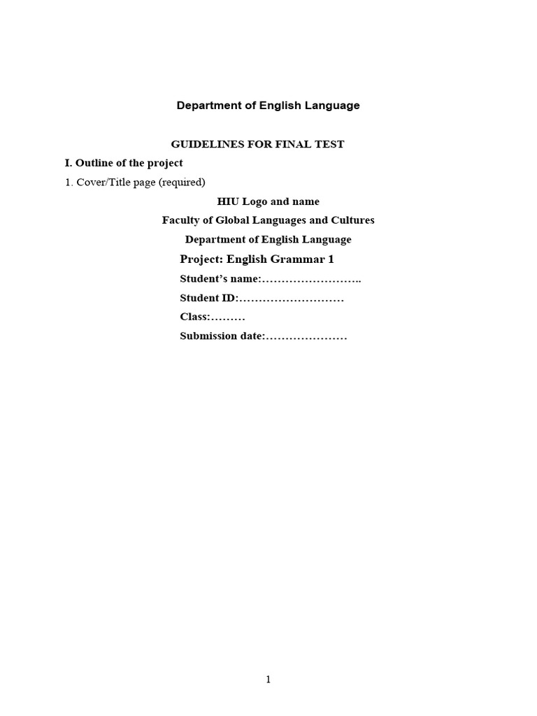 Guidelines - For - Final Test - Grammar 1 | PDF | Writing | Text