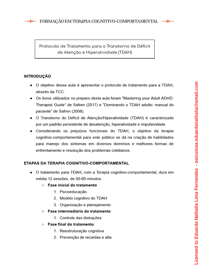 Aula+-+Tratamento+TDAH+%282%29 | PDF | Transtorno de déficit de atenção ...