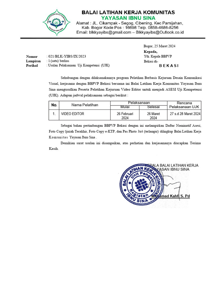 Permohonan Ujk | PDF