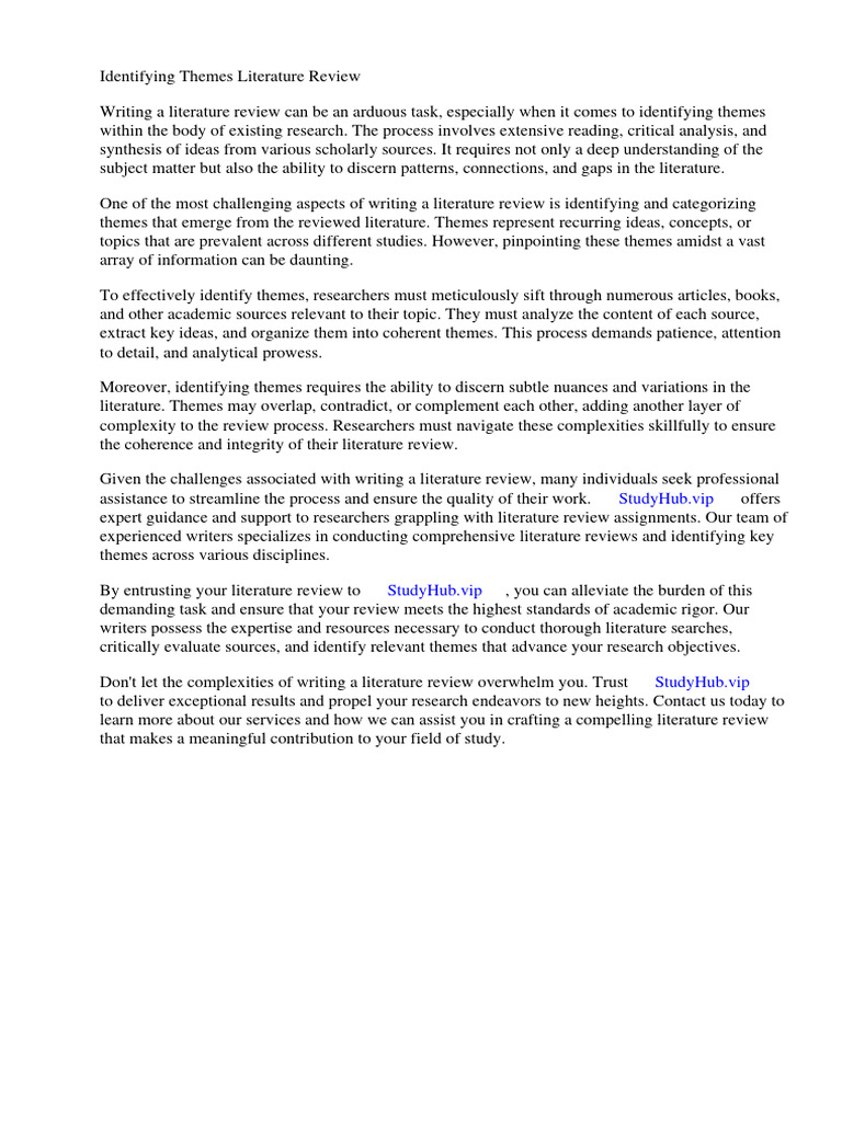 Identifying Themes Literature Review | PDF | Literature Review ...