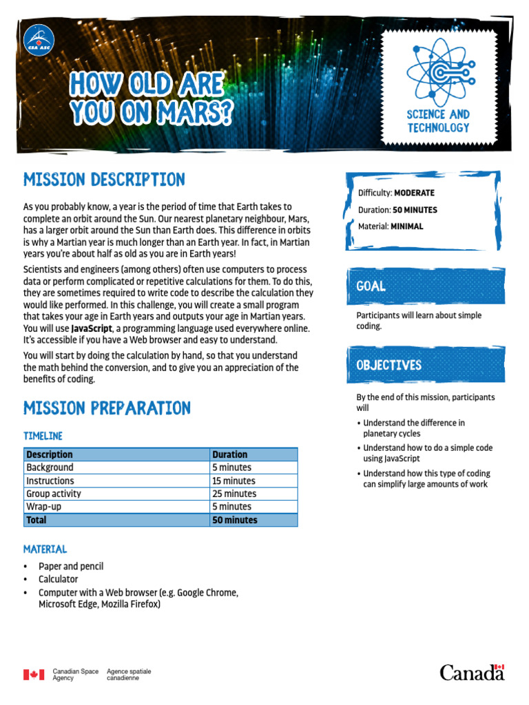 How Old Are You On Mars | PDF | Java Script | Mars