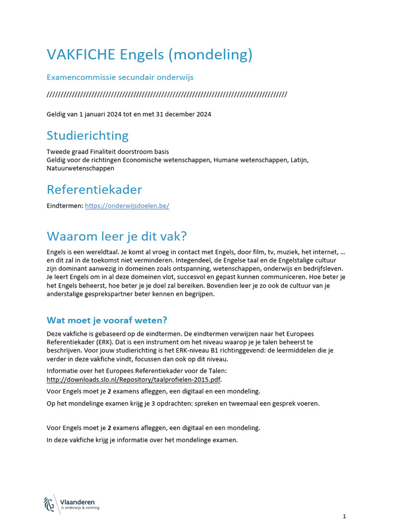 VAKFICHE ENG Mondeling 2DS Basis - OI - AS-OK | PDF