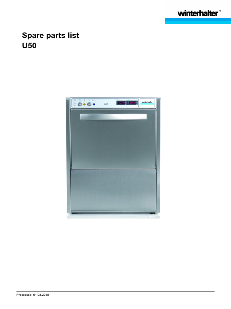 U50 Dishwasher Spare Parts List | PDF | Manufactured Goods | Equipment