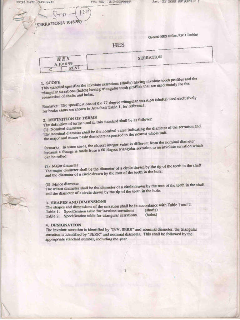 Hes A 1016-99 (Serrations) | PDF