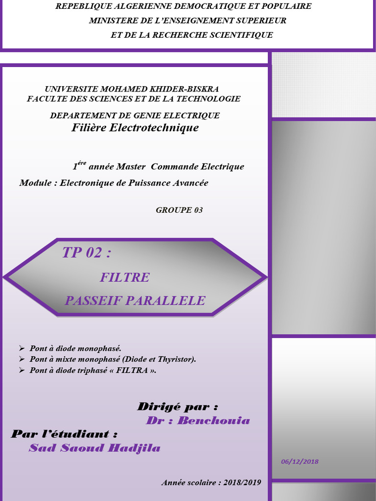 TP02 Filtre Passeif Parallele | PDF