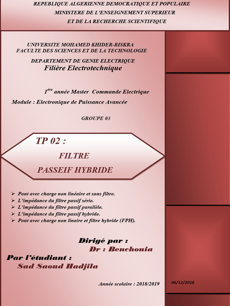TP03 Filtre Passeif Hybride | PDF