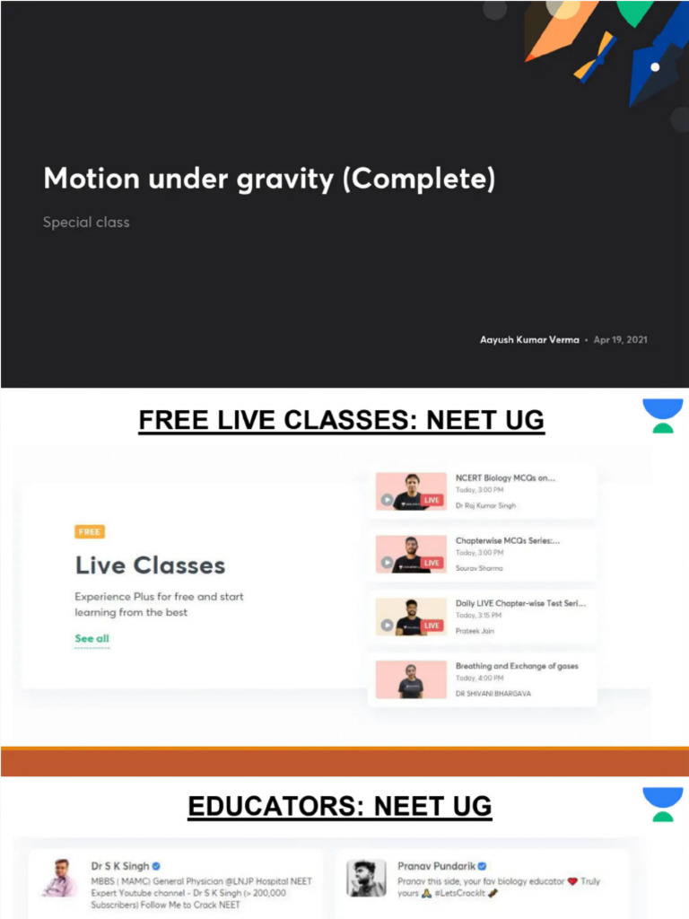 Motion Under Gravity Complete With Anno | PDF