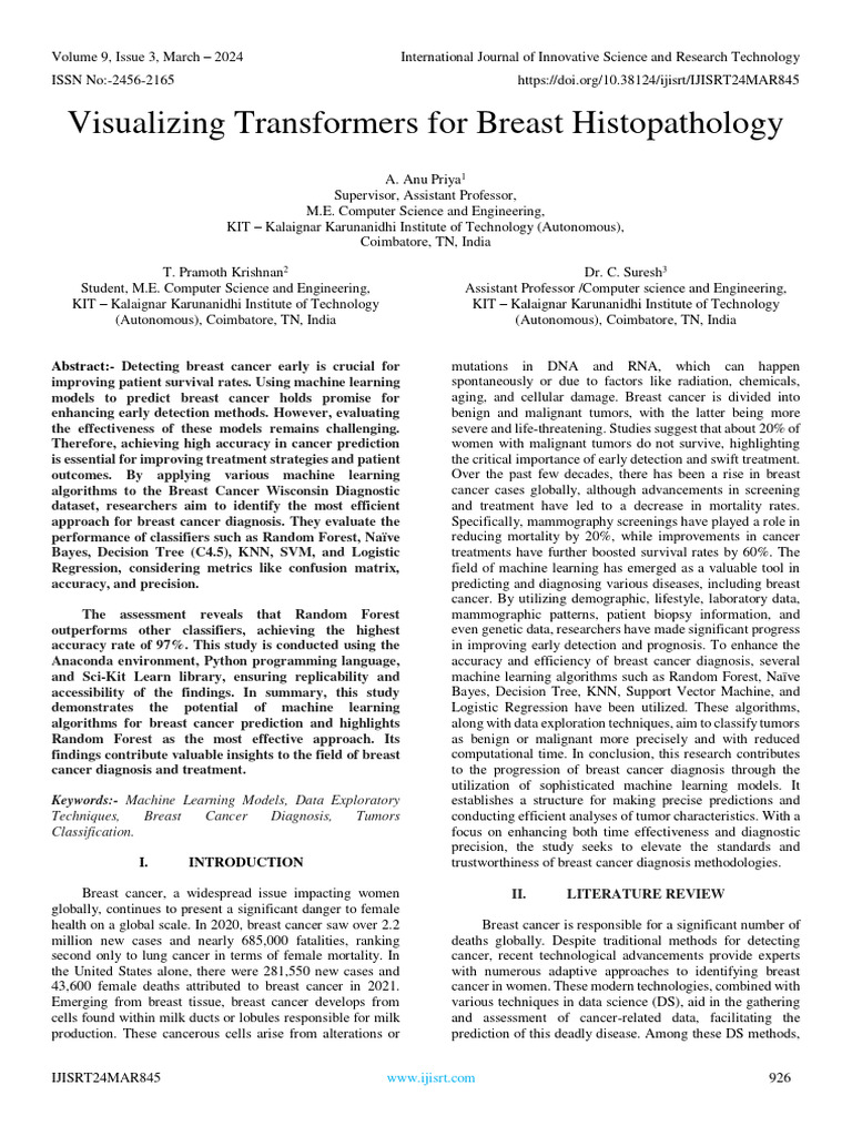 Machine Learning for Breast Cancer Diagnosis | PDF