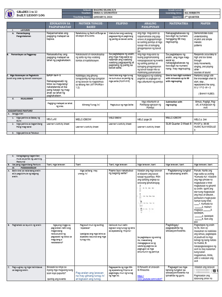 DLL All-Subjects-1 Q2 W6 D1 | PDF