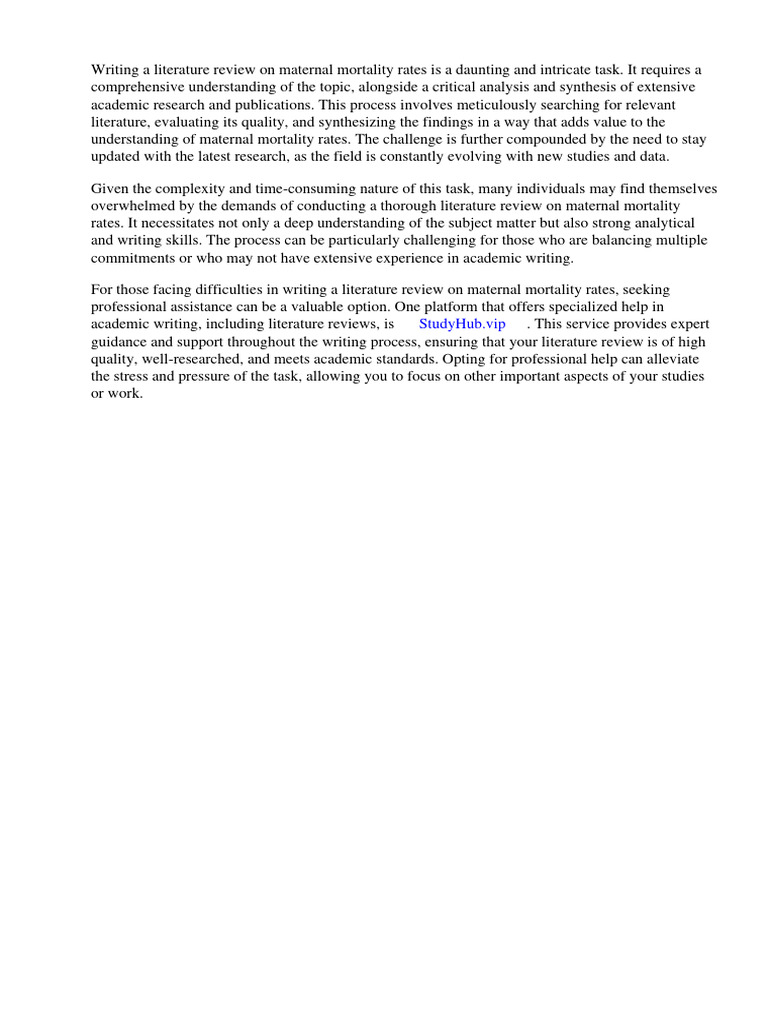 Maternal Mortality Literature Review Guide | PDF | Maternal Death ...