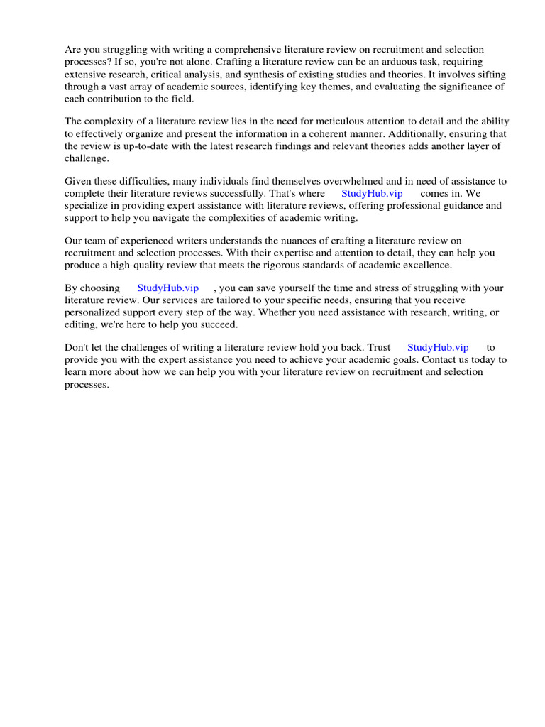 Literature Review of Recruitment and Selection Process Study | PDF | Recruitment | Employment