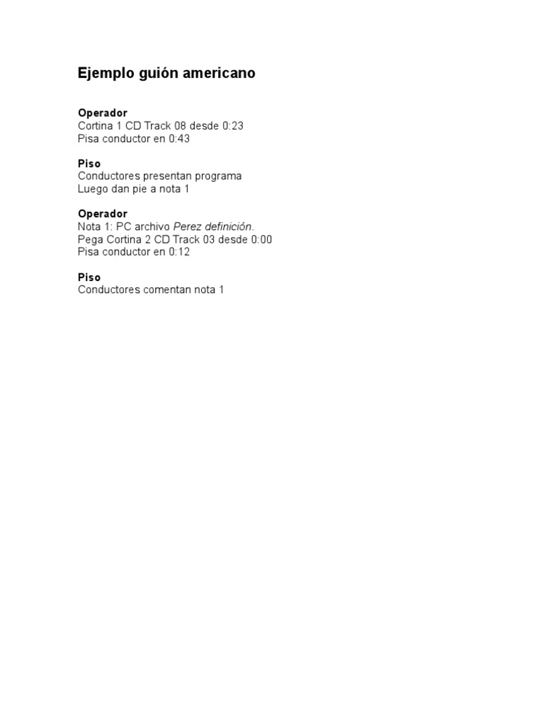 Ejemplo Guion Americano | PDF