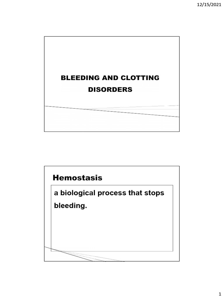 Bleeding & Clotting Disorder 1 | PDF