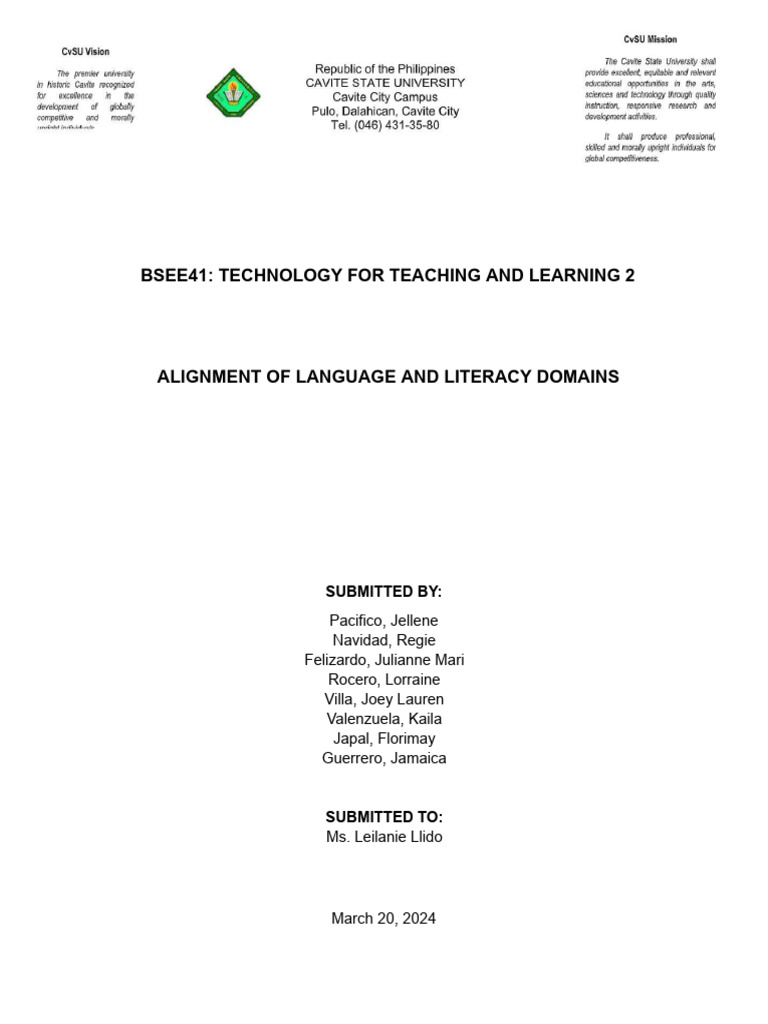 Group 4 Alignment of Language and Literacy Domains | PDF | Syllable ...