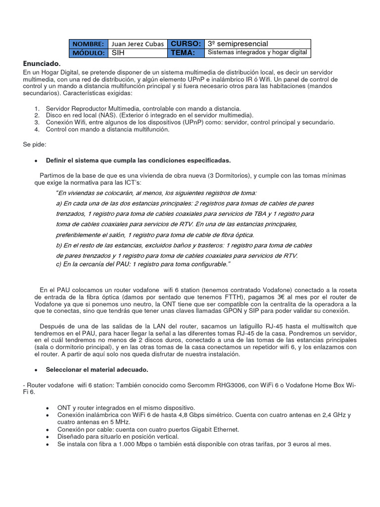 Jerez - Cubas - Juan - SIH - Tarea Sistemas Integrados y Hogar Digital | PDF | Unidad de estado ...