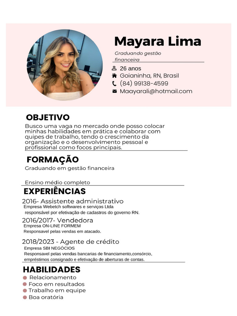 Currículo Mayara 2023 Novo | PDF