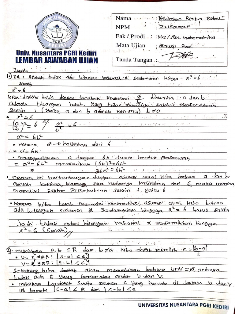 Soal UAS_ANALISIS REAL | PDF