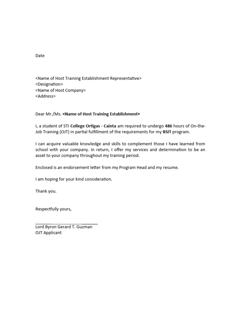 FT CRD 137 01 Student Application Letter Template | PDF