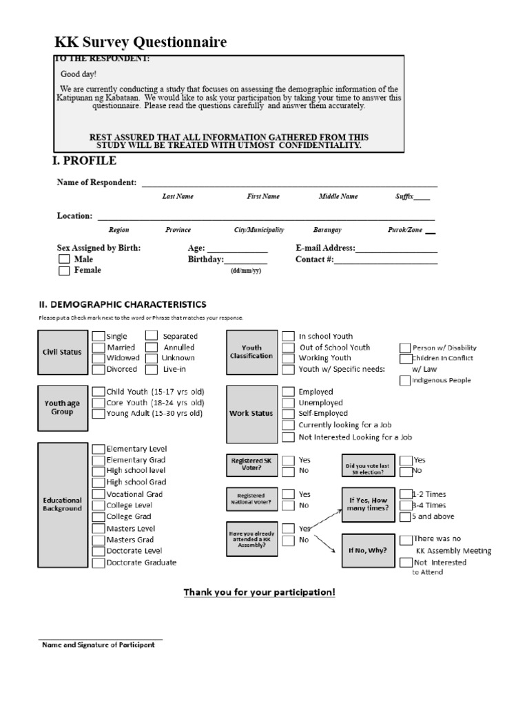 KK Survey Questionnaire | PDF