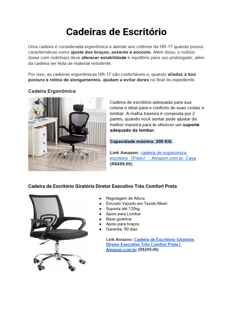 Cadeiras de Escritório | PDF
