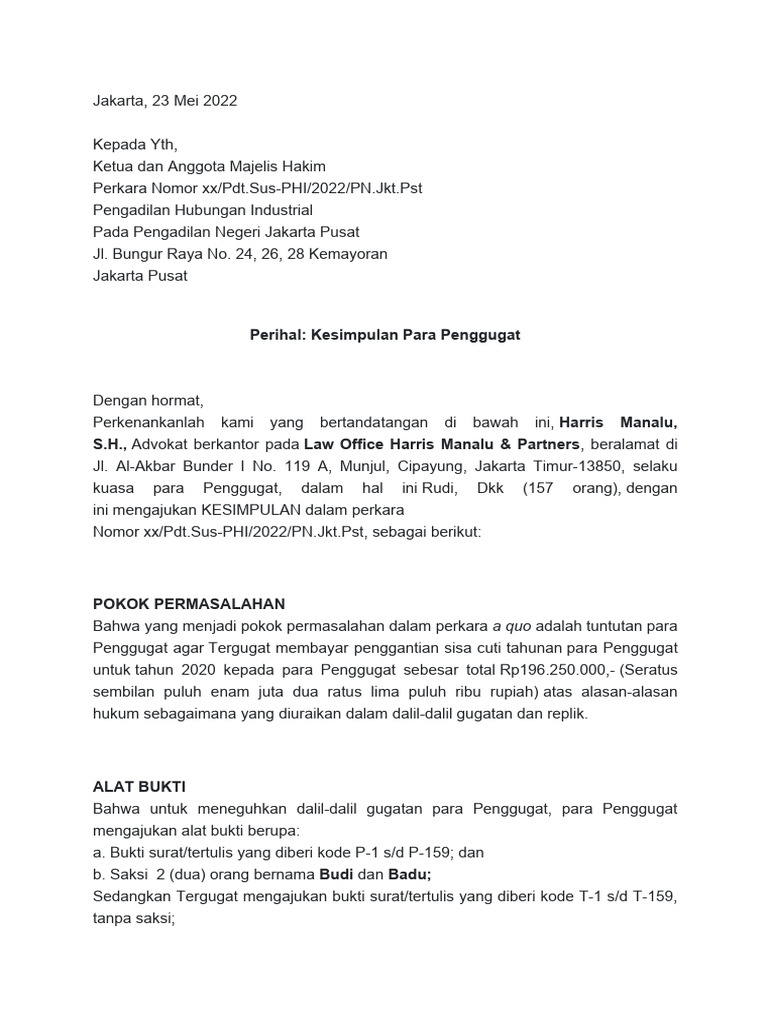 Contoh Kesimpulan PHI | PDF