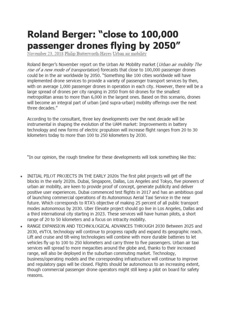 1 Lac Passenger Drones by 2050 | PDF | Unmanned Aerial Vehicle | Transport