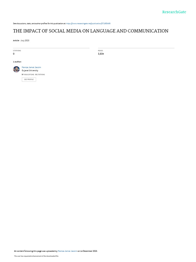 The Impact of Social Media On Language and Communication: July 2023 ...