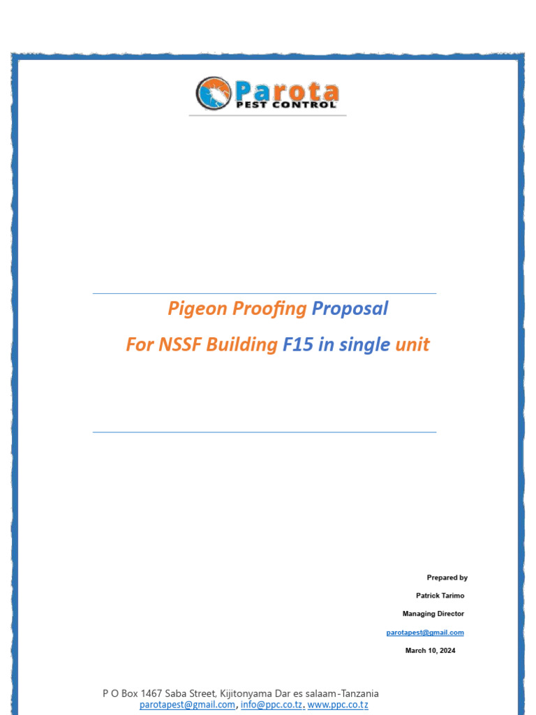 Bird Control NSSF Proposal | PDF | Pest Control | Pest (Organism)